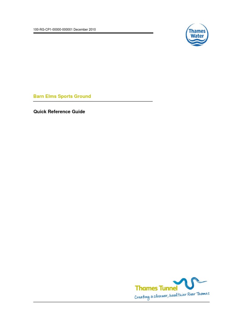 Barn Elms Quick Reference Guide | PDF | Tunnel | River Thames