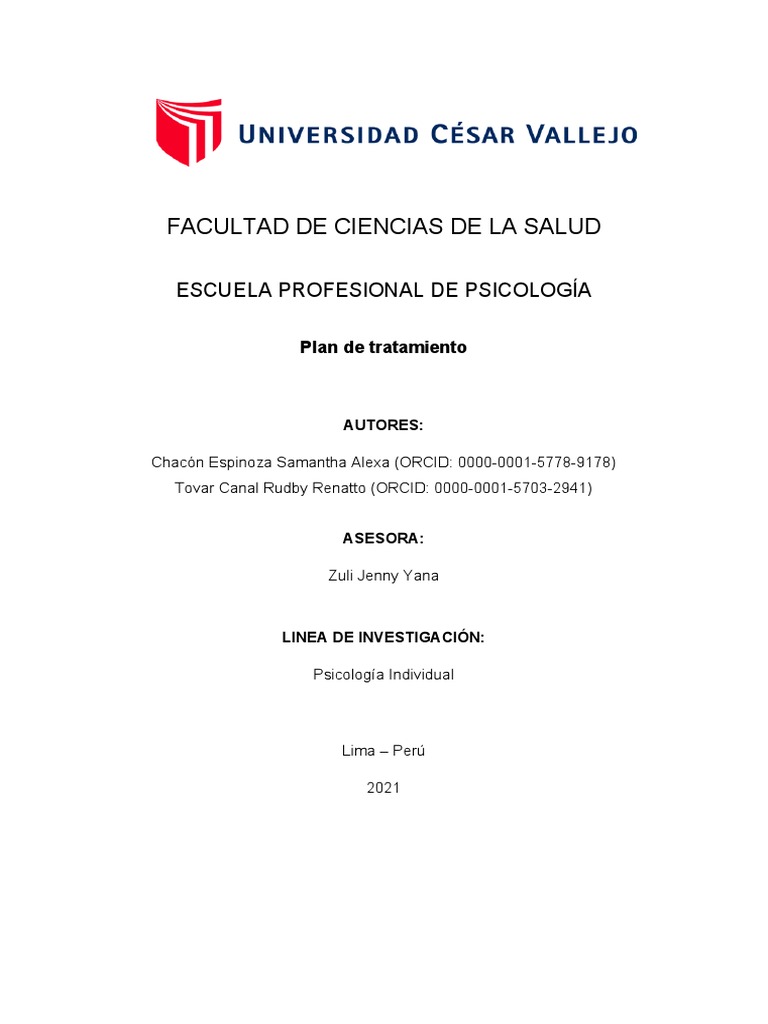 Estructura Informe Psicológico Y Plan De Tratamiento Del Caso Clinico Pdf 2653