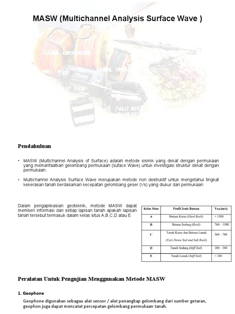MASW (Multichannel Analysis of Surface) Adalah | PDF