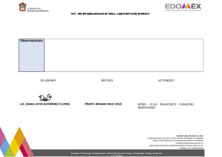 HOJA DE FIRMAS- PLANEACION | PDF
