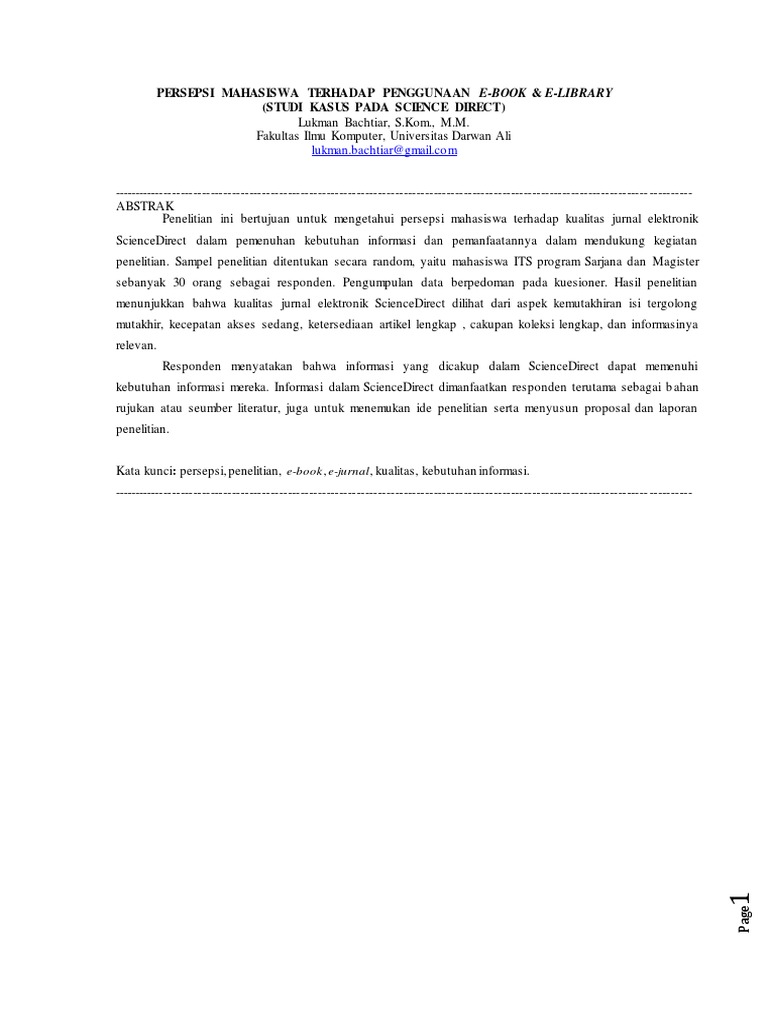 Persepsi Mahasiswa Terhadap Penggunaan Ebook & E-Library | PDF