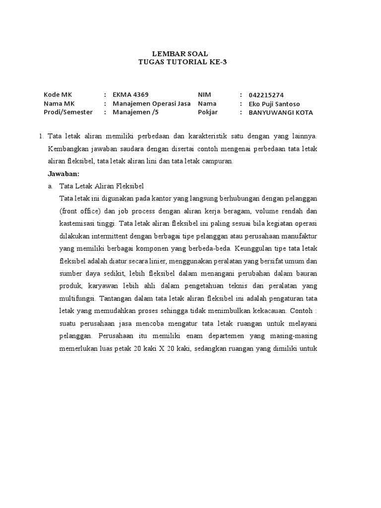 Soal EKMA4369 Tugas 3 PDF | PDF