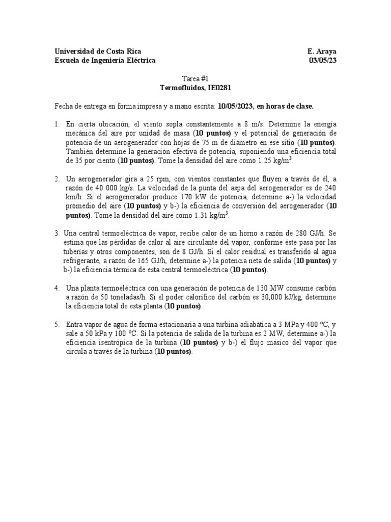 Tarea #1 Thermo PDF | PDF