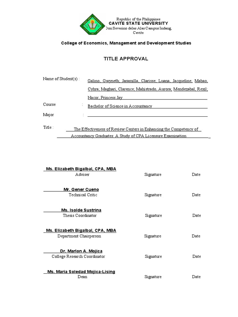 Thesis Form 02 Title Approval Filled Back Up 2.3 | PDF