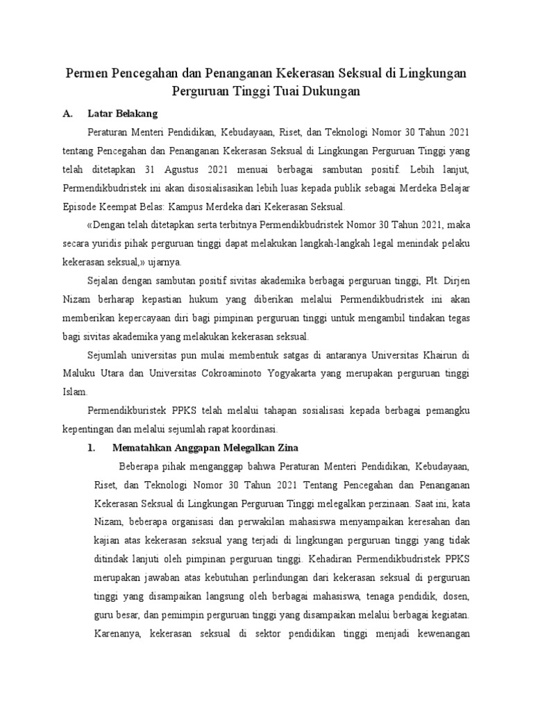 Permen Pencegahan Dan Penanganan Kekerasan Seksual Di Lingkungan Perguruan Tinggi Tuai Dukungan ...
