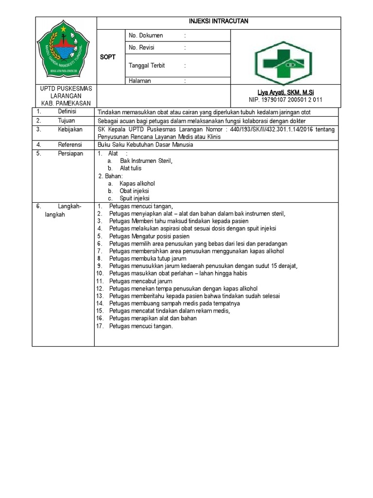 Sopt Ugd Injeksi Intracutan | PDF