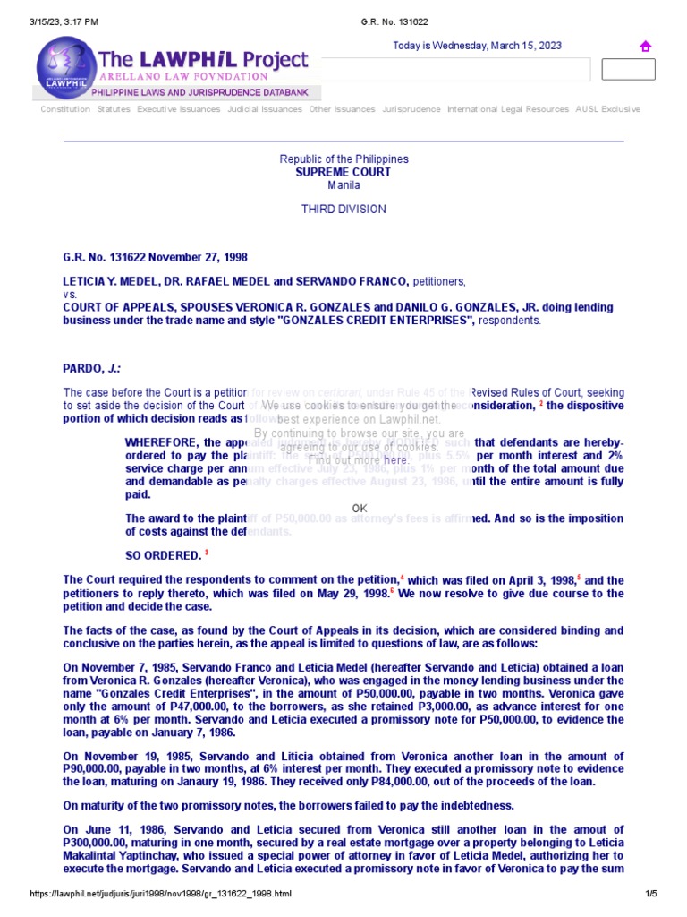 G.R. No. 131622 PDF | PDF