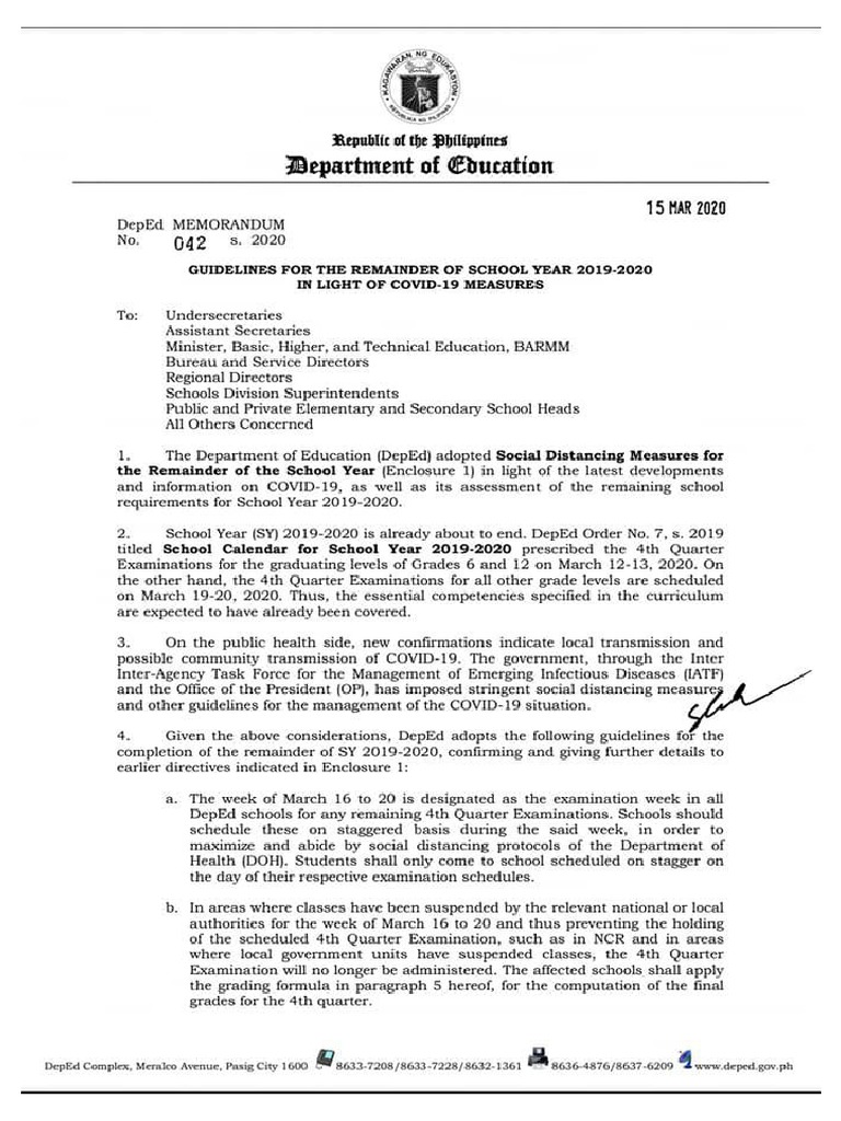 DepEd Memo 042 s.2020 | PDF