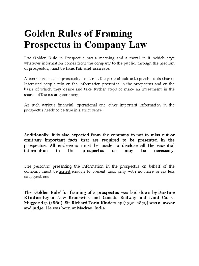 Golden Rules for Prospectus Framing | PDF