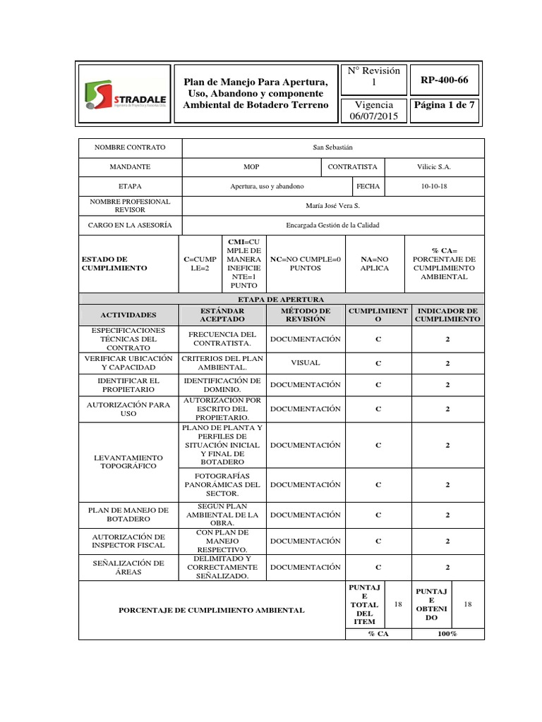 Plan de Manejo Ambiental de Botadero | PDF