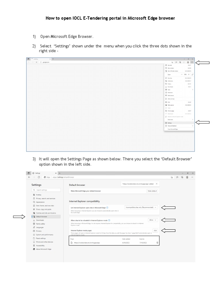 How_To_Open_ETendering_Portal_In_Microsoft_Edge_Browser | PDF