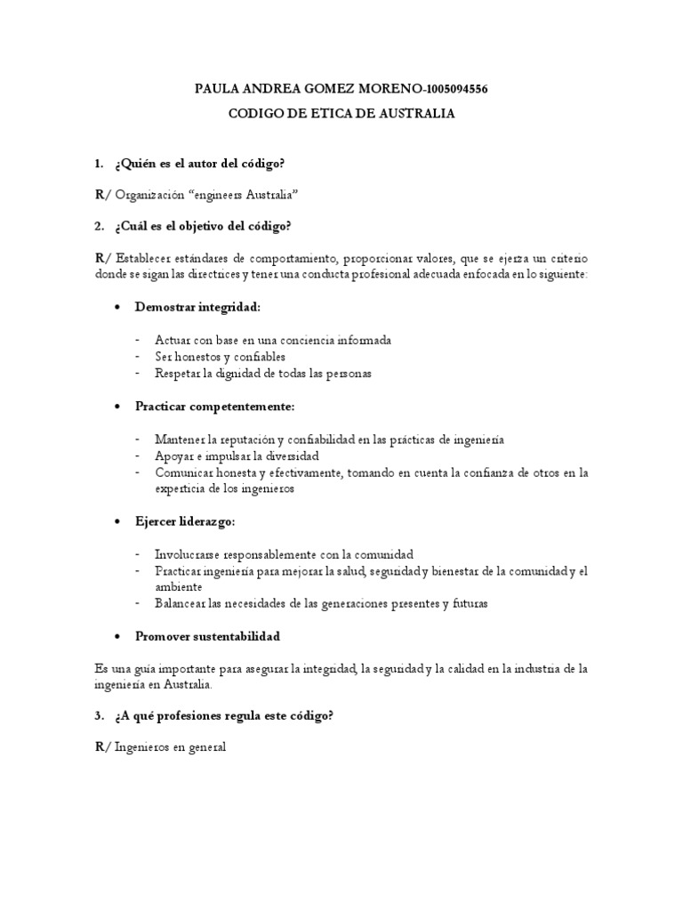 Codigo de Etica Australia PDF | PDF | Ingeniería | Sustentabilidad