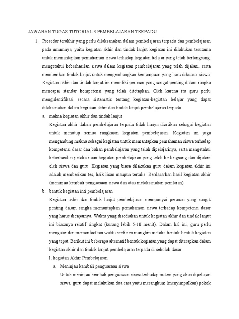 TT3 Pembelajaran Terpadu PDF | PDF