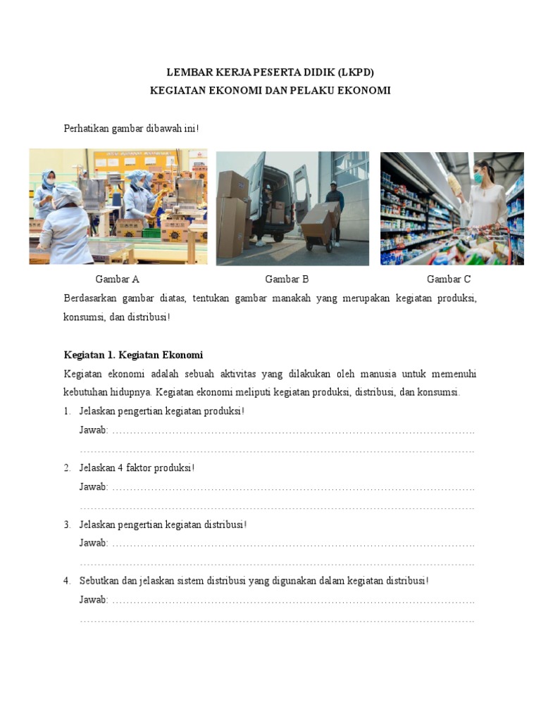 LKPD 3. Kegiatan Ekonomi Dan Pelaku Ekonomi | PDF