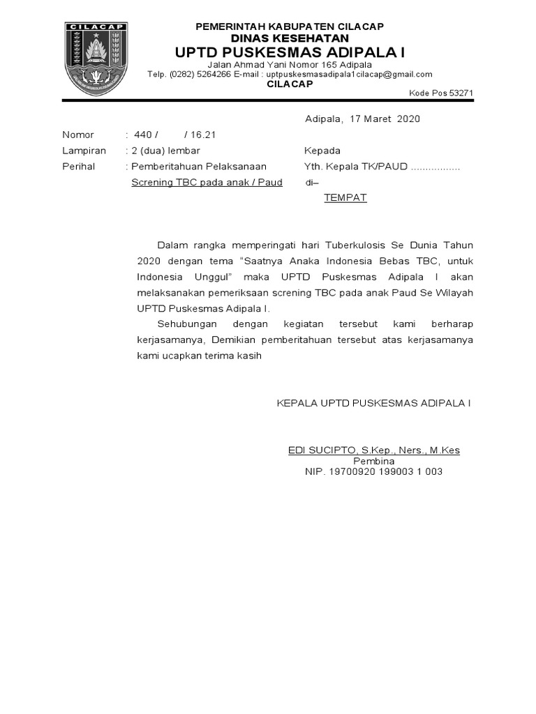 Surat Pemberitahuan SDIDTK | PDF