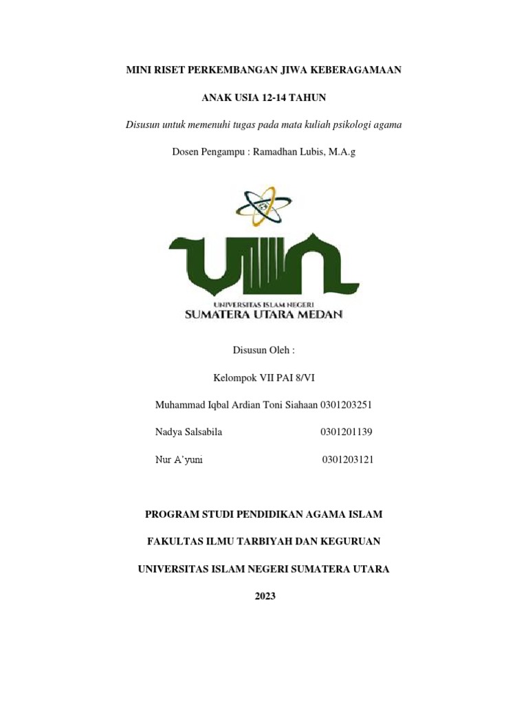 Mini Riset Psikologi Agama Kelompok 7 Usia 12-14 Tahun | PDF