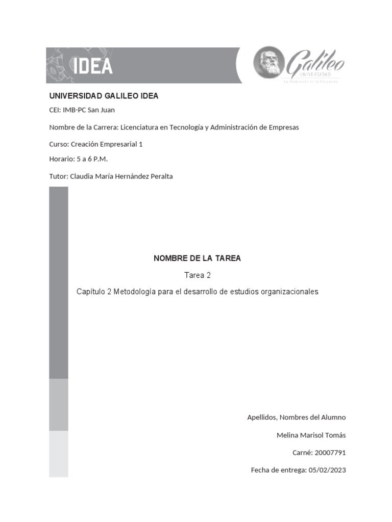 Tarea 2 Creacion Empresarial 1 | PDF | Gestión de recursos humanos | Planificación