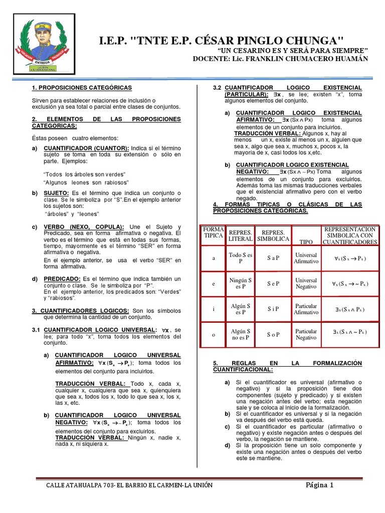 1) Proposiciones Categoricas | PDF