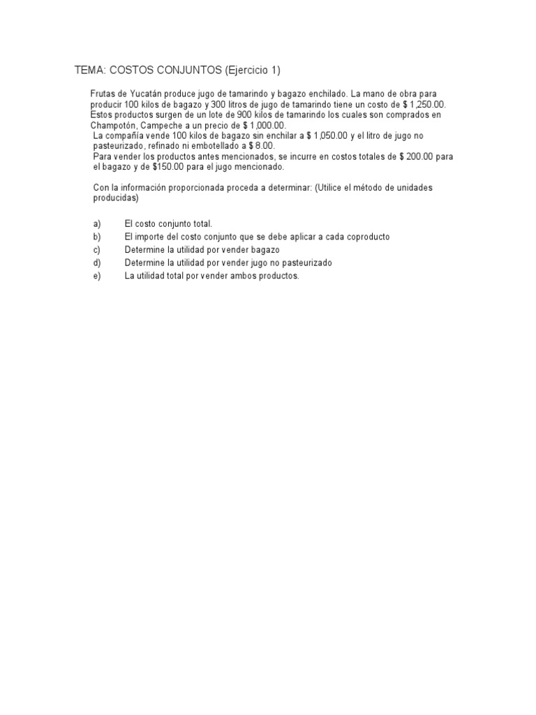 Ejerc 1 Costos Conjuntos | PDF