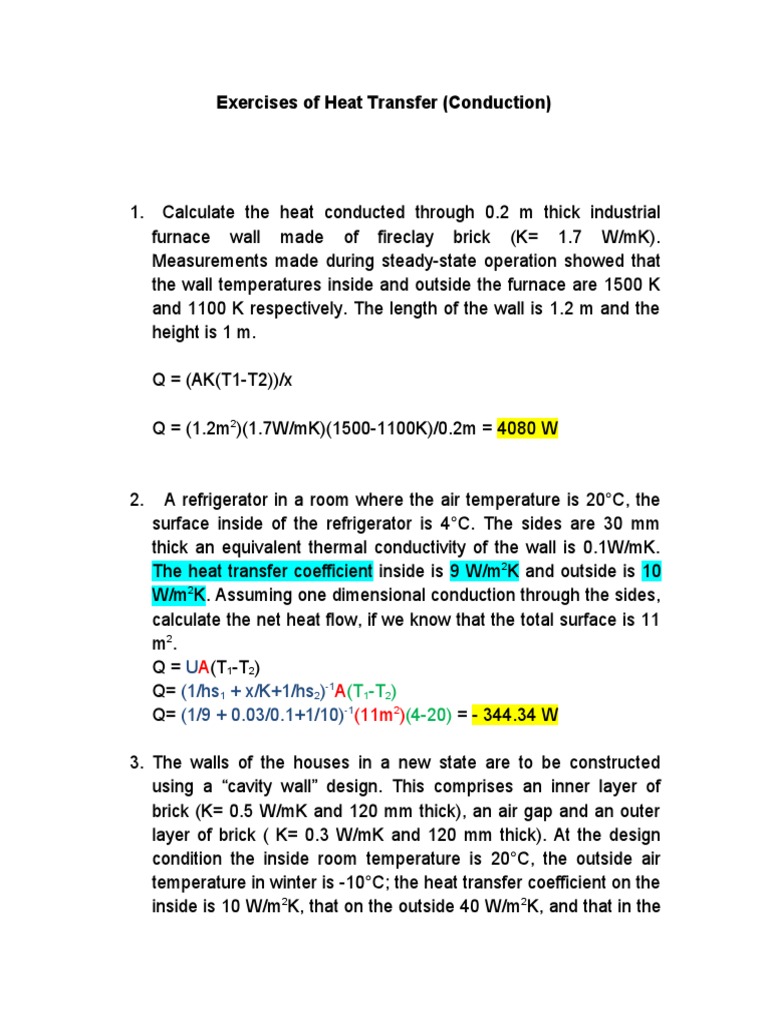 Exercises of Heat Transfer | PDF