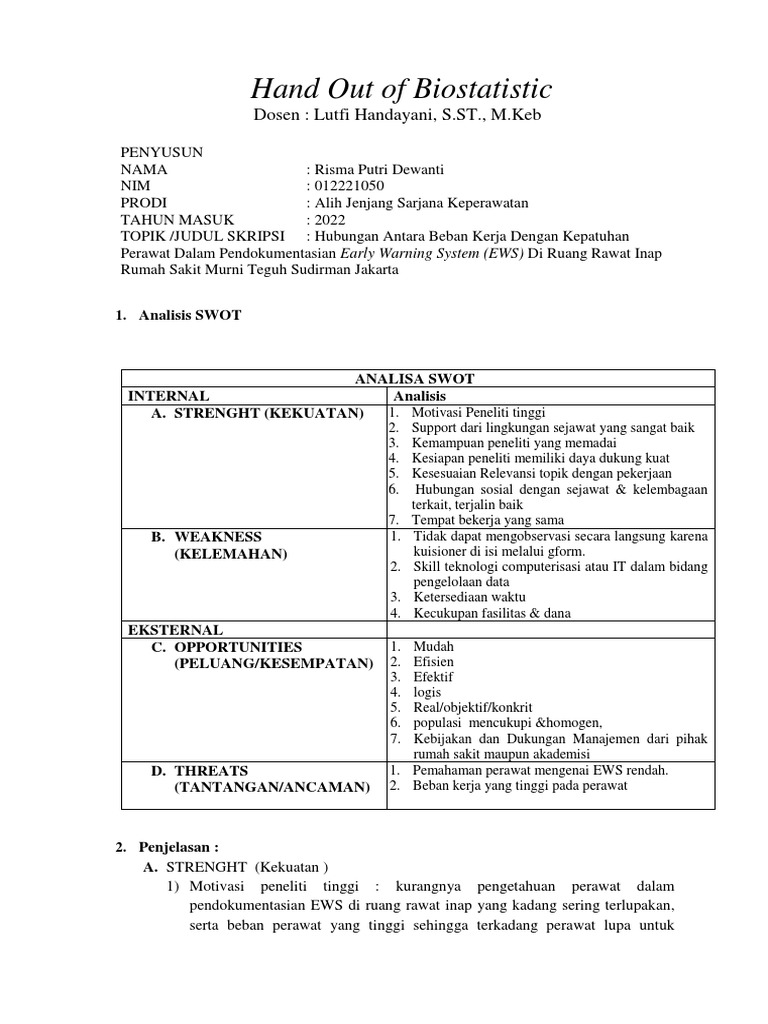 Hand Out 1 Biostatistic. | PDF