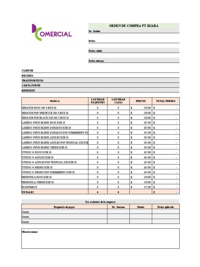 ORDEN DE COMPRA FORMATO 2023.xlsx | PDF