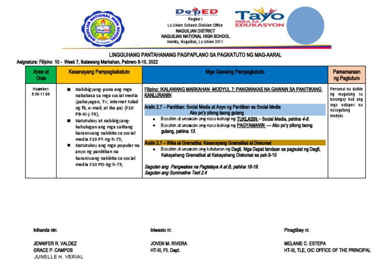 WHLP Fil. 10 Q2 W7 Module 7 | PDF