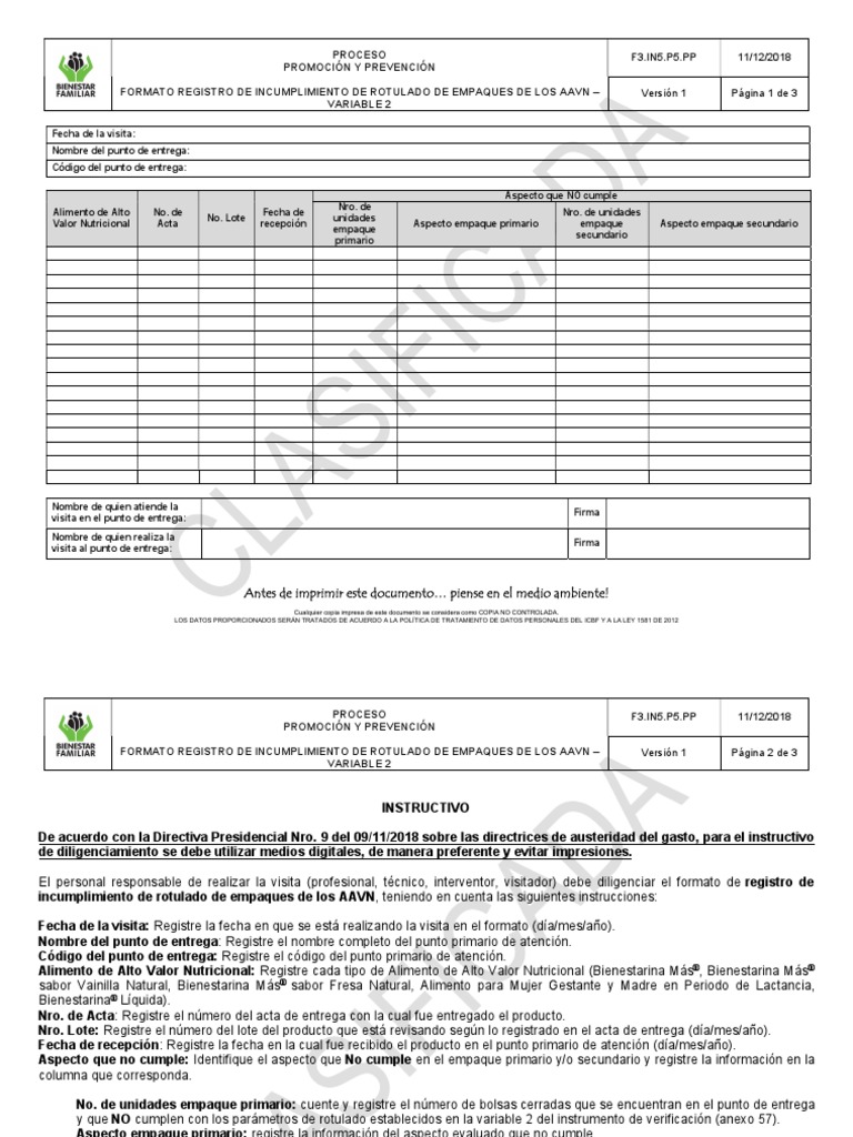 F3.in5 .p5.pp - Formato Registro de Incumplimiento de Rotulado de Empaques de Los Aavn-Variable ...