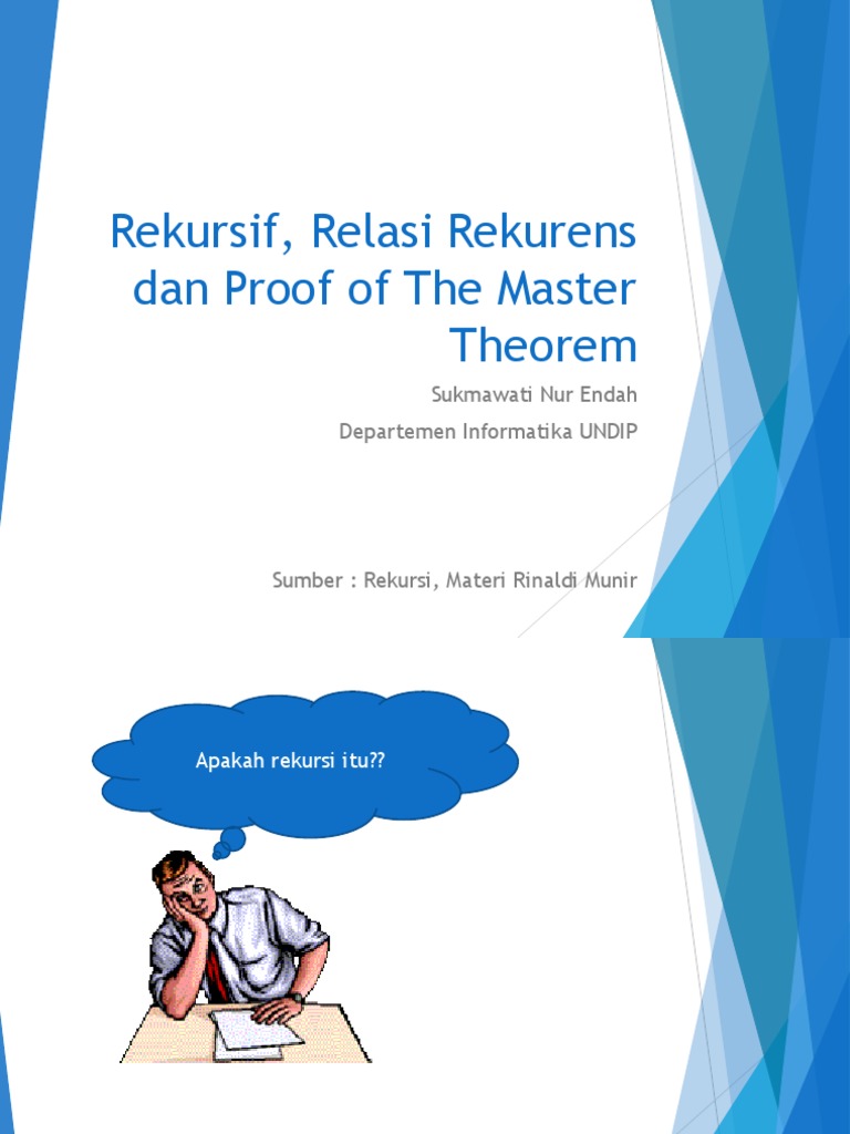 Materi 4 Rekursif, Relasi Rekurens Dan Proof of The Master Theorem PDF | PDF