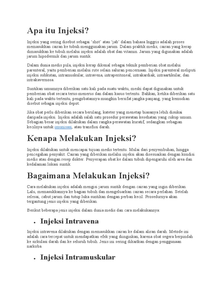 Apa Itu Injeksi | PDF