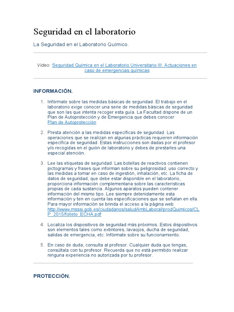 Seguridad en El Laboratorio | PDF | Agua | Laboratorios