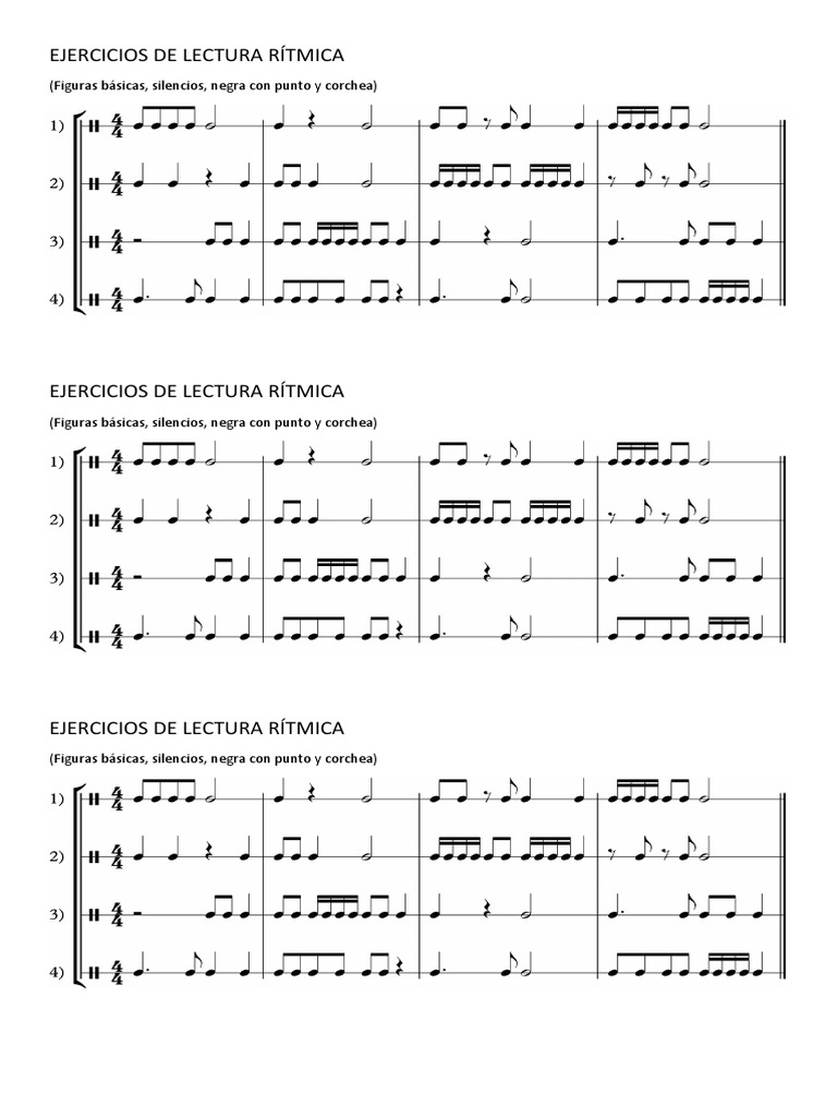 Ejercicios de Lectura Rítmica 3 Dif | PDF