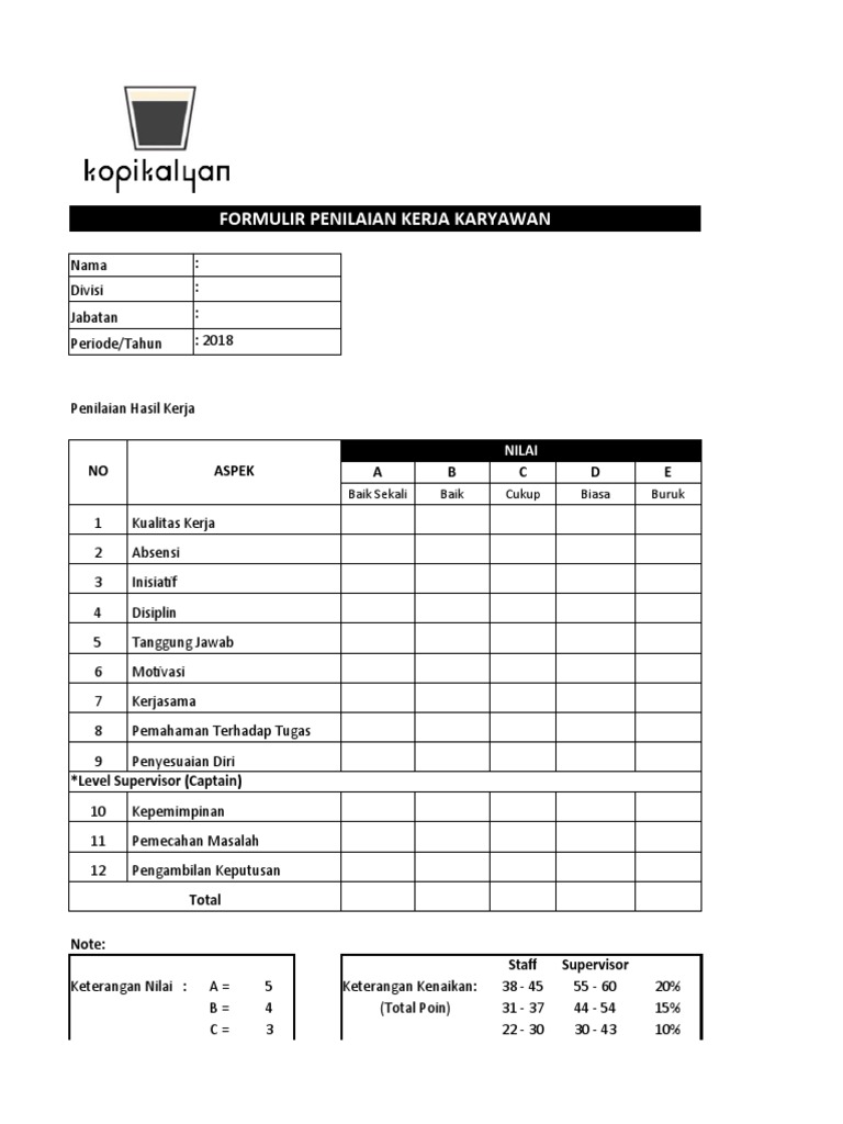 Form Evaluasi Karyawan HR | PDF