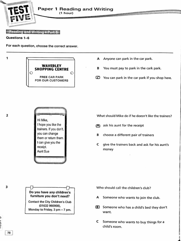 KET Hamilton - Test 5 - Reading Writing PDF | PDF