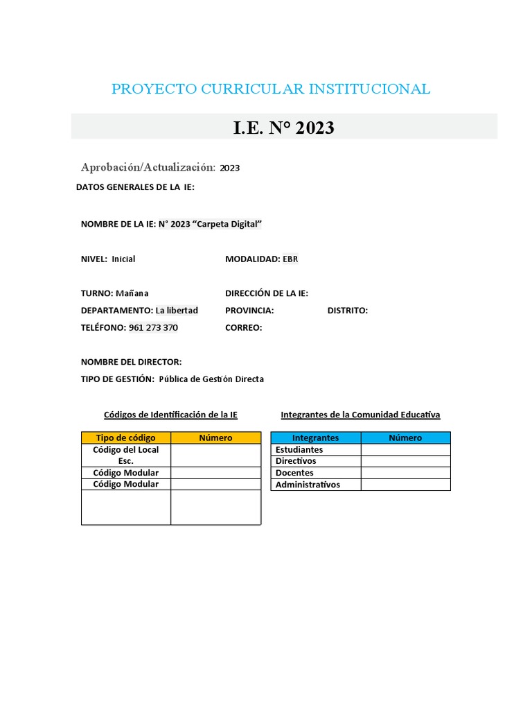 Pci - Inicial Modelo 2023 | PDF