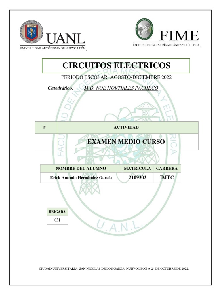 Examen MC Circuitos PDF | PDF