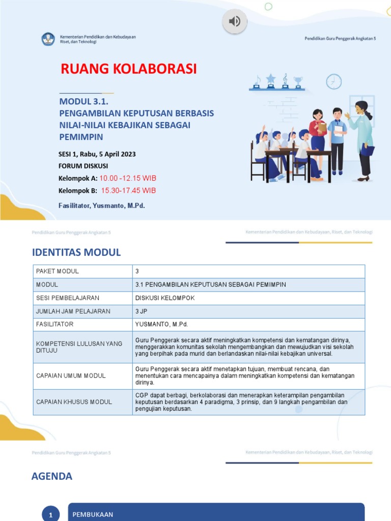 Ruang Kolaborasi Modul 3.1 CGP-7 Sesi 1 Dan 2 | PDF