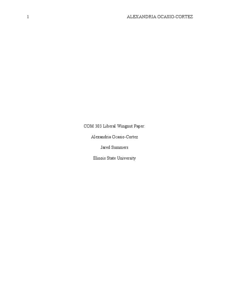 Jared Summers - Alexandria Ocasio-Cortez Wingnut Paper | PDF