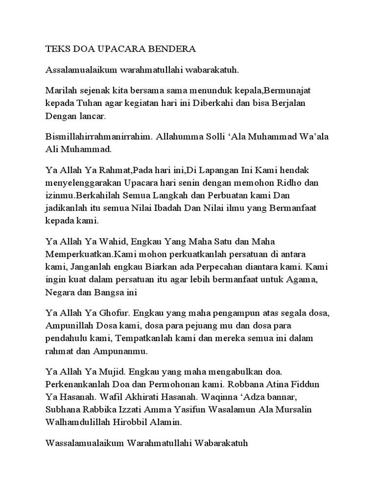 Teks Doa Upacara Bendera | PDF