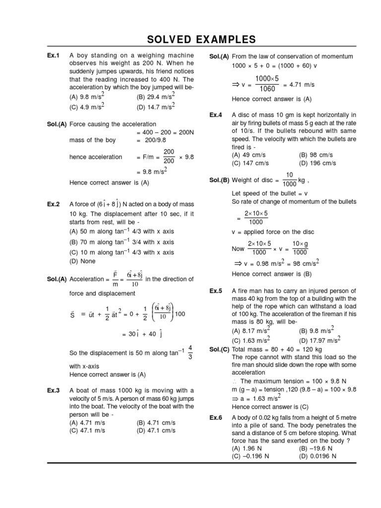6 - Laws of Motion Solved Example | PDF