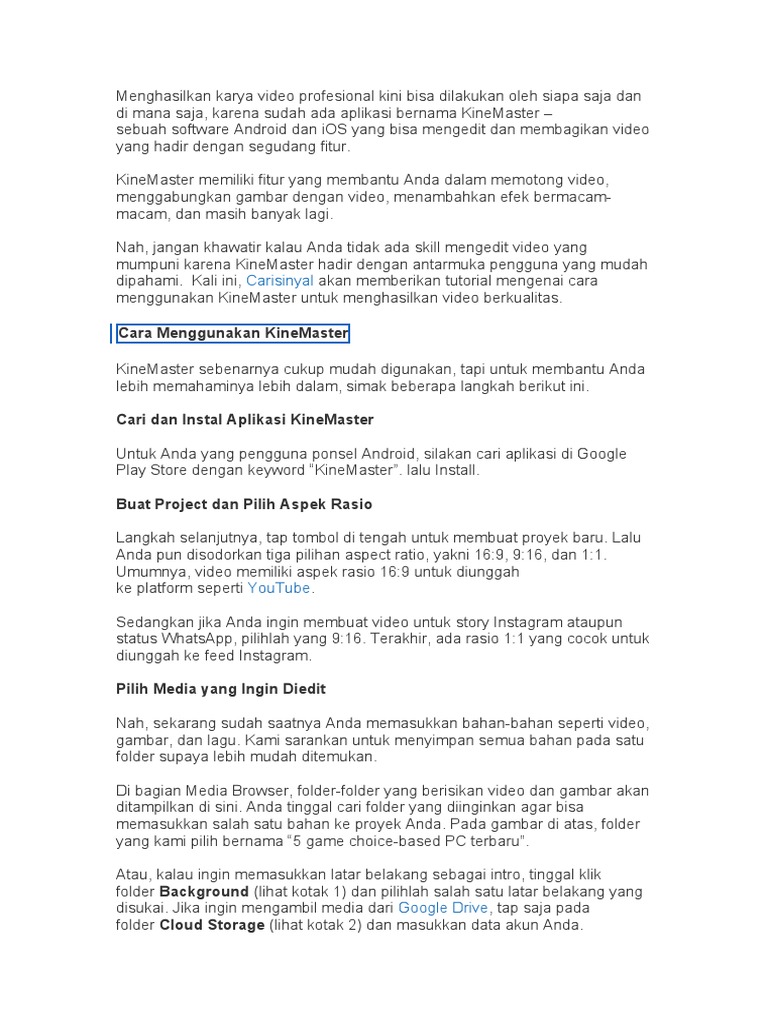 Cara Menggunakan Kinemaster | PDF