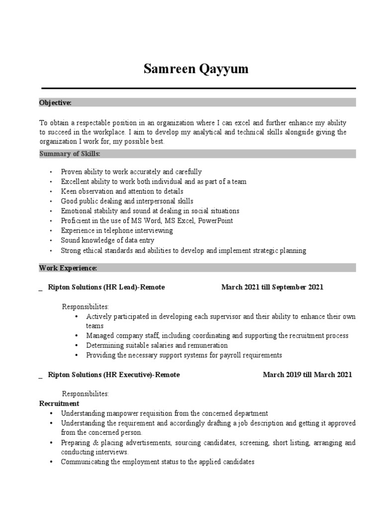 Samreen CV1 | PDF