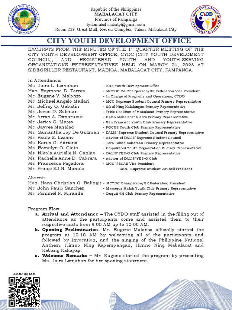 1st Quarter Meeting Minutes: CYDC 2023 | PDF