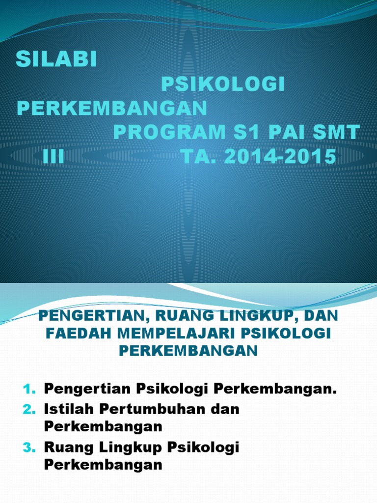 Silabi Psikologi Perkembangan Program S1 Pai | PDF