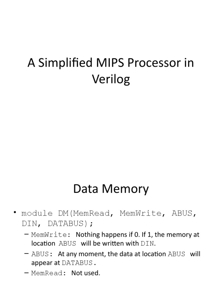 MIPS Processor Design in Verilog | PDF