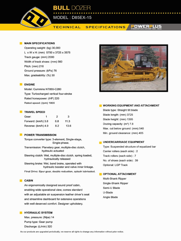 Powerplus Dozer D85ex-15 PDF | PDF