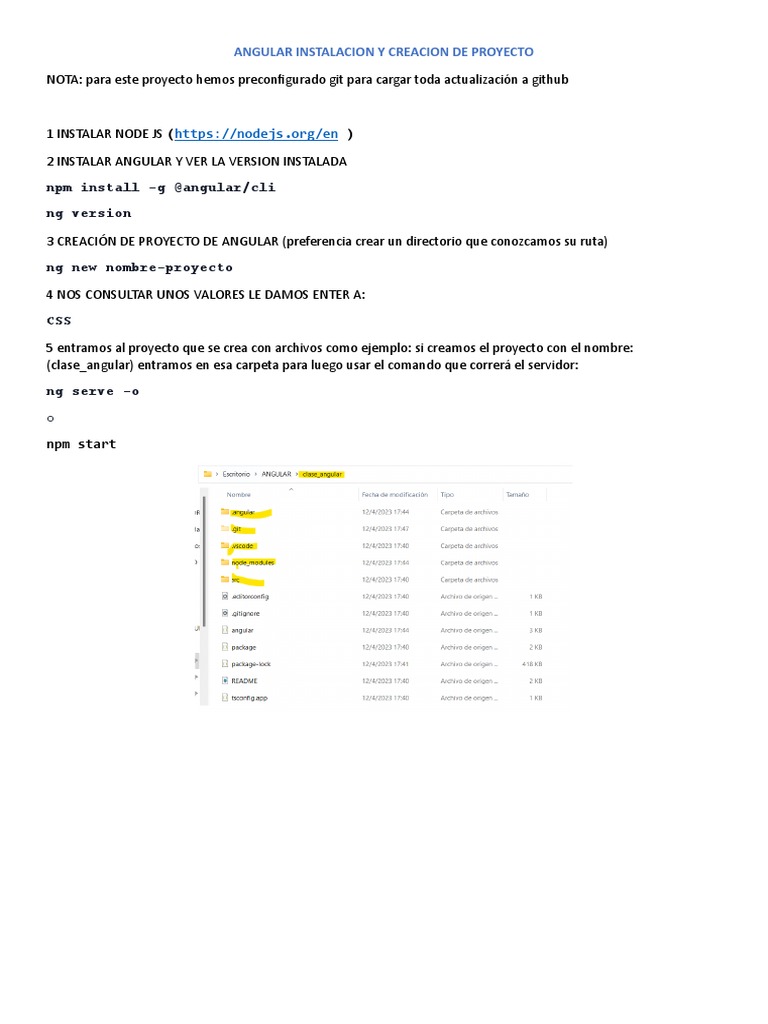 Pasos Proyecto Angular | PDF