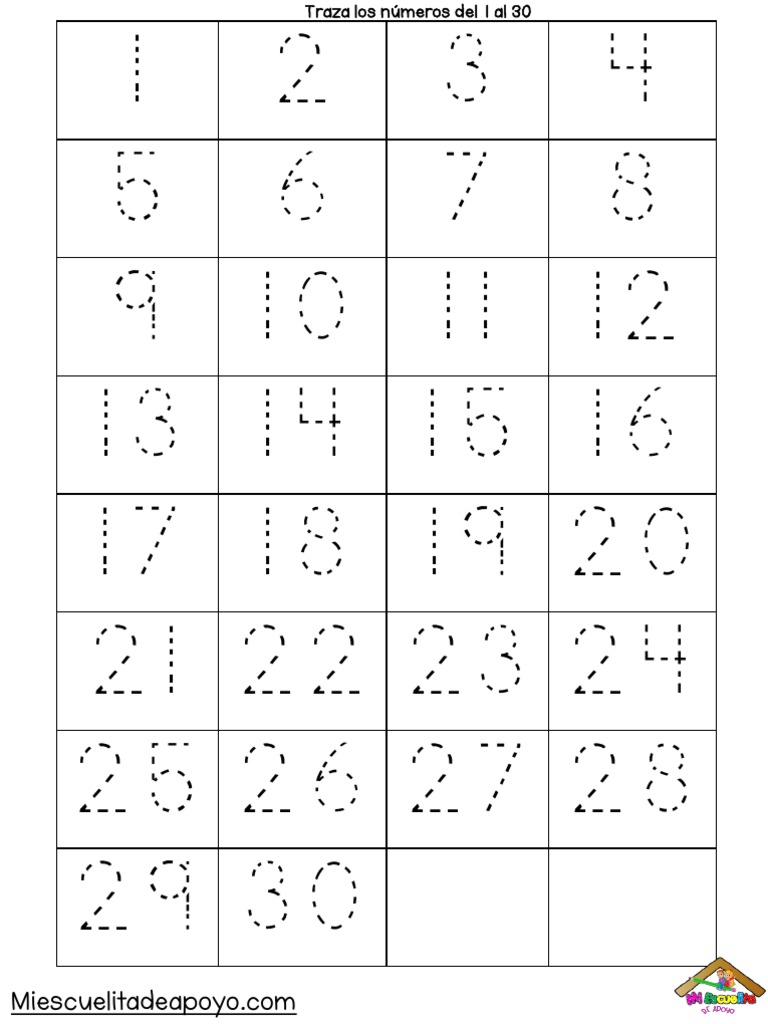 Numeros Del 1 Al 30 Trazos PDF | PDF