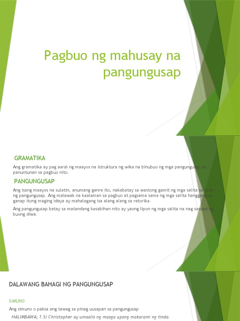 Pagbuo NG Mahusay Na Pangungusap | PDF