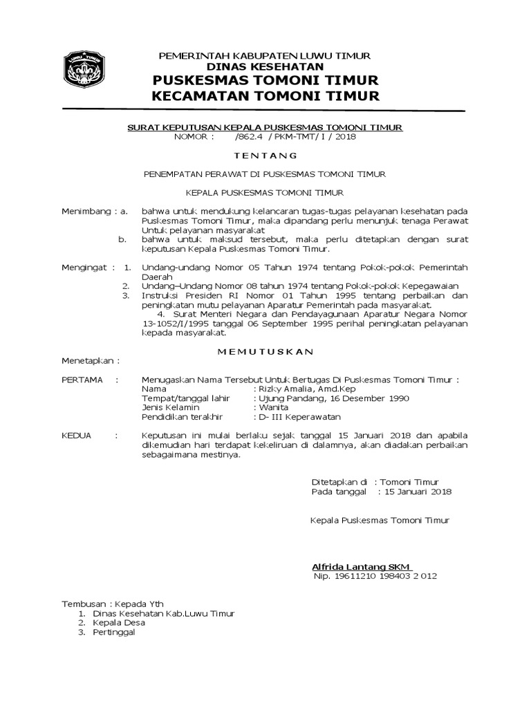 SK Tugas Upah Jasa Pustu | PDF